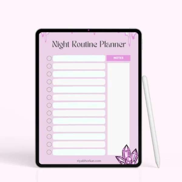 Crystal Glow Night Routine Planner - Riya's Blogs