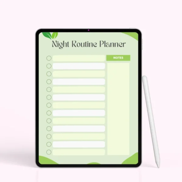 Green Minimal Night Routine Planner for Organized Evenings - Riya's Blogs