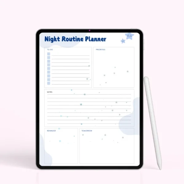 Starlit Focus Night Routine Planner - Riya's Blogs